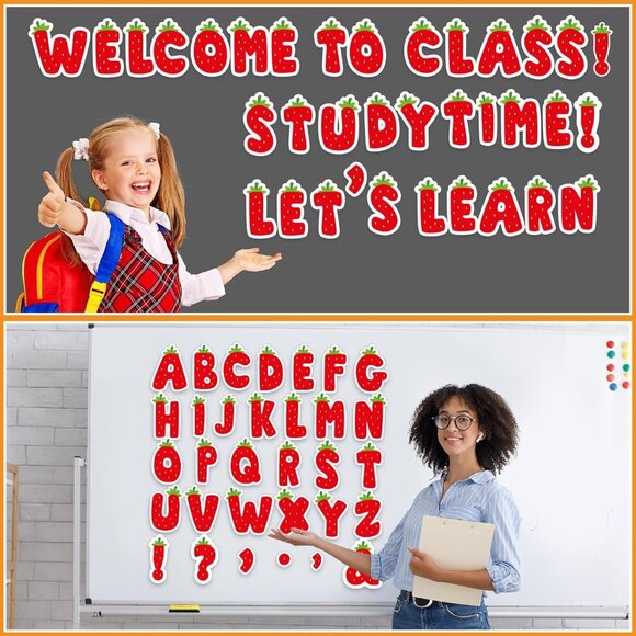 Office | 15 Pcs Large 6 Bulletin Board Letters Set Strawberry Classroom ...